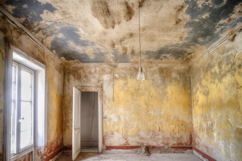 Mold Growth on Damp Ceiling Corner Stock Image - Image of maintenance ...