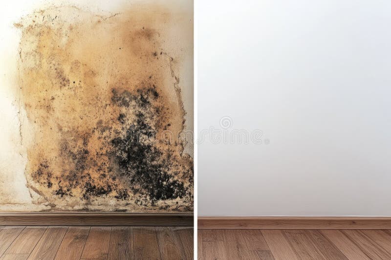 Mold Growth on a Wall Compared with a Clean Wall after Remediation ...