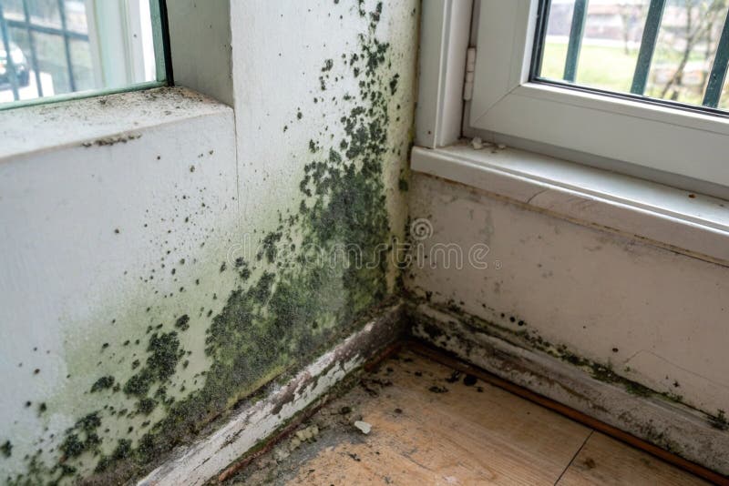 Mold Infestation in Room Corner with Window View Stock Illustration ...