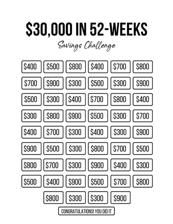 Save Money Challenge, 30000 Savings Challenge, Monthly Budget Tracker ...