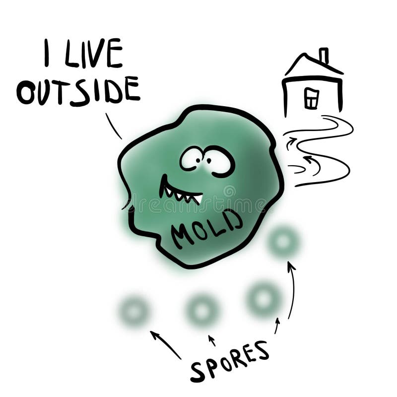 Mold Lives Outside. Mold Spores Stock Illustration - Illustration of ...