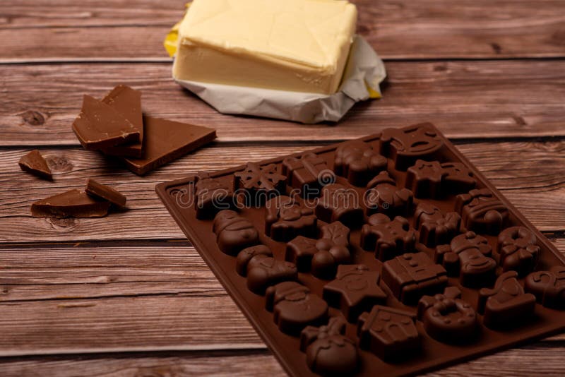 . Home Cooking and Baking, Making Chocolates for Christmas Stock Image ...