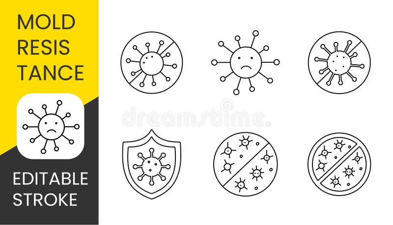 Mold Resistance Vector Line Icon Set with Editable Stroke Stock ...