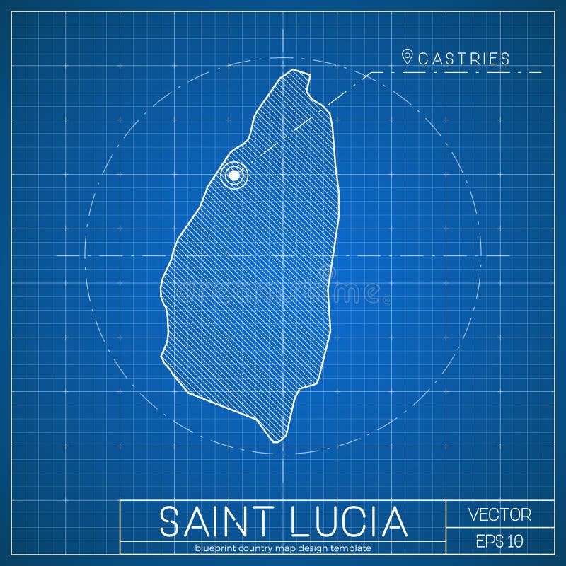 Molde Do Mapa Do Modelo De St Lucia Com Capital Ilustração do Vetor ...