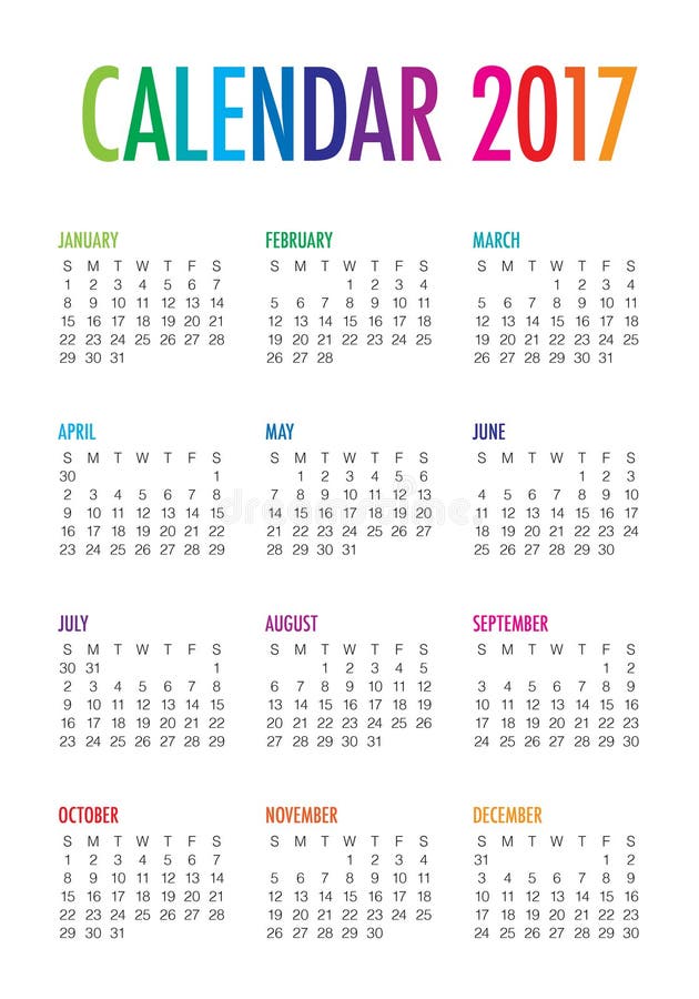 Molde Do Projeto Do Vetor Do Calendário Do Ano 2017 Ilustração do Vetor ...