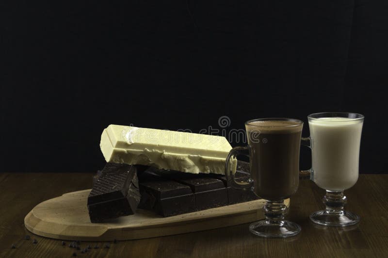Molded Chocolates Prepared at the Table and Milk Drinks Stock Image ...