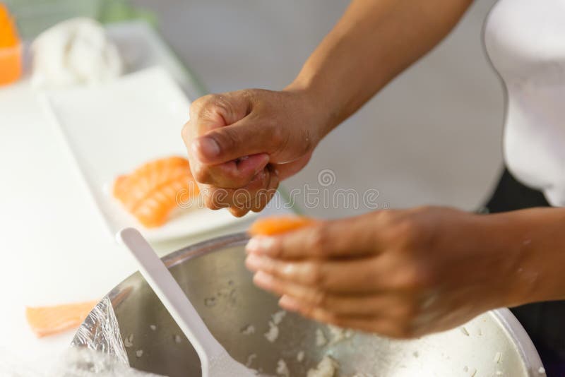 Molding Rice for Making Sushi by Chef S Hand Stock Image - Image of ...