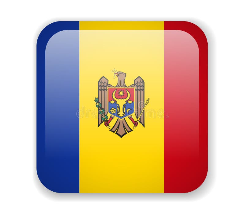 Moldova Flag Bright Square Icon on a White Background Stock ...