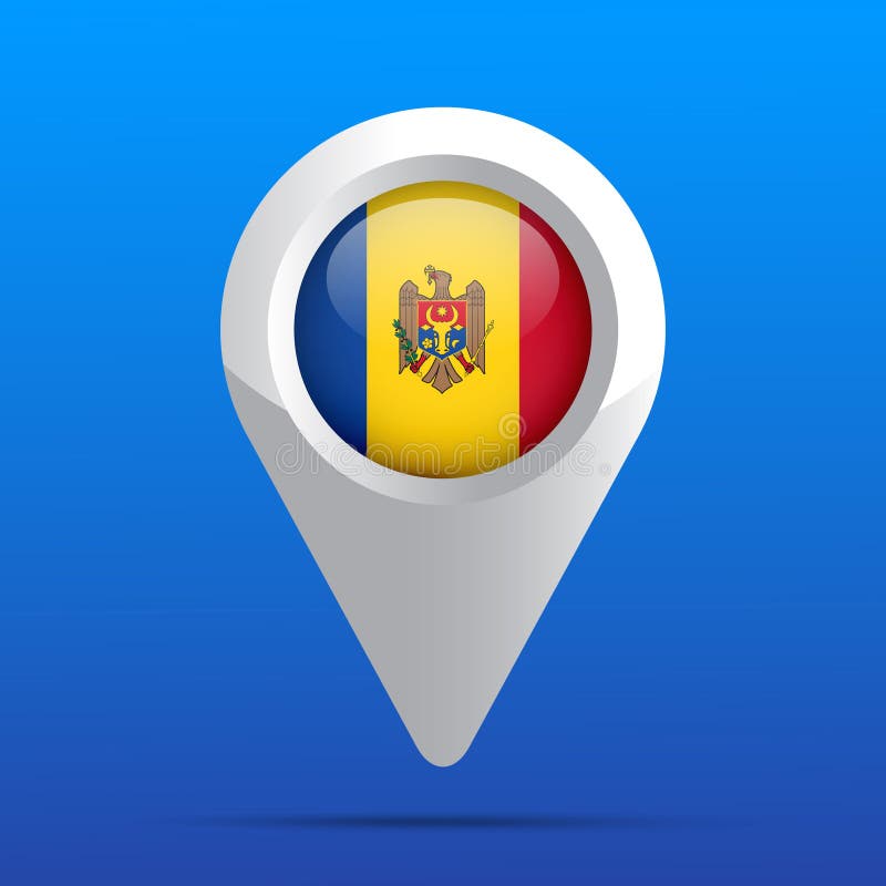 Moldova Flag Map Icon. Glossy Icon Stock Vector - Illustration of local ...