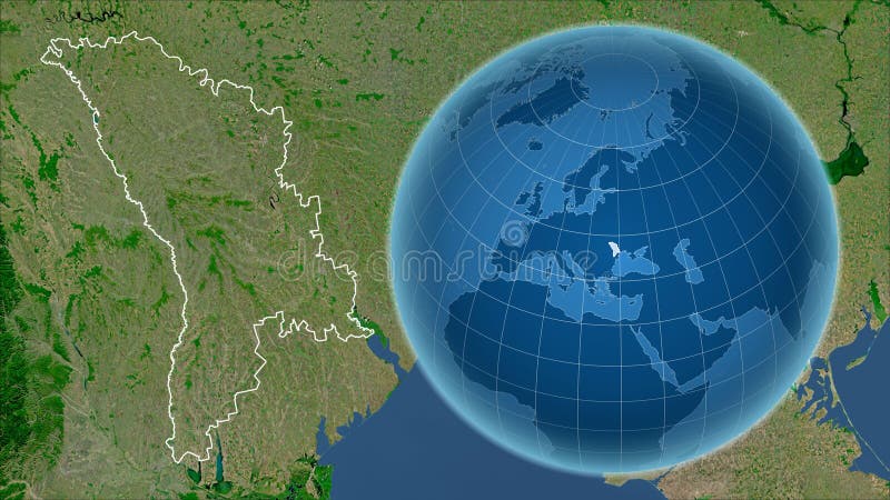 Moldova - Satellite. Country and Globe, Composition Stock Illustration ...