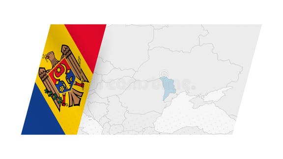 Moldova Map in Modern Style with Flag of Moldova on Left Side Stock ...