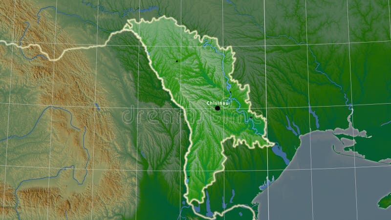 Moldova area. Physical map stock illustration. Illustration of shape ...