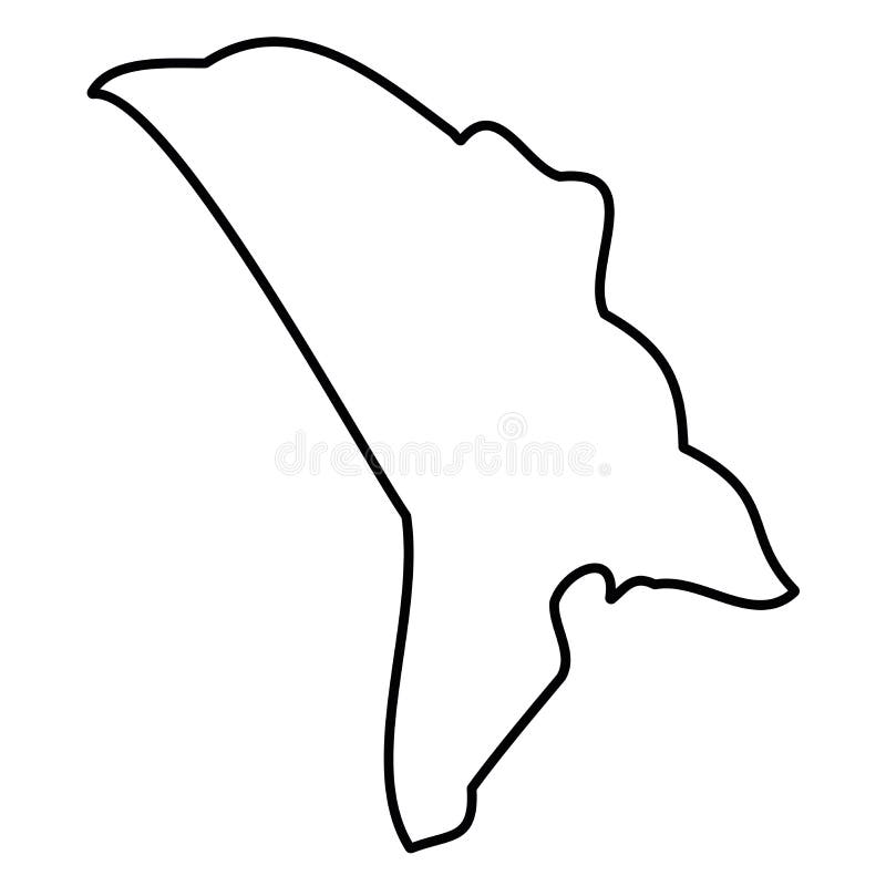 Moldova - Solid Black Outline Border Map of Country Area. Simple Flat ...