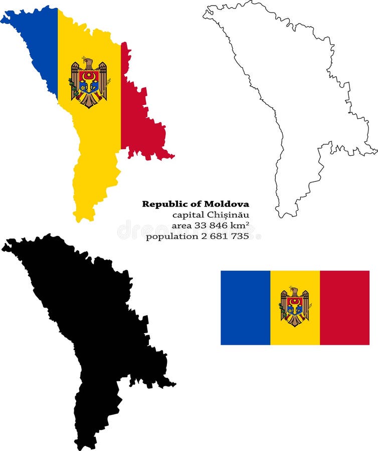 Moldova Vector Map, Flag, Borders, Mask , Capital, Area and Population ...