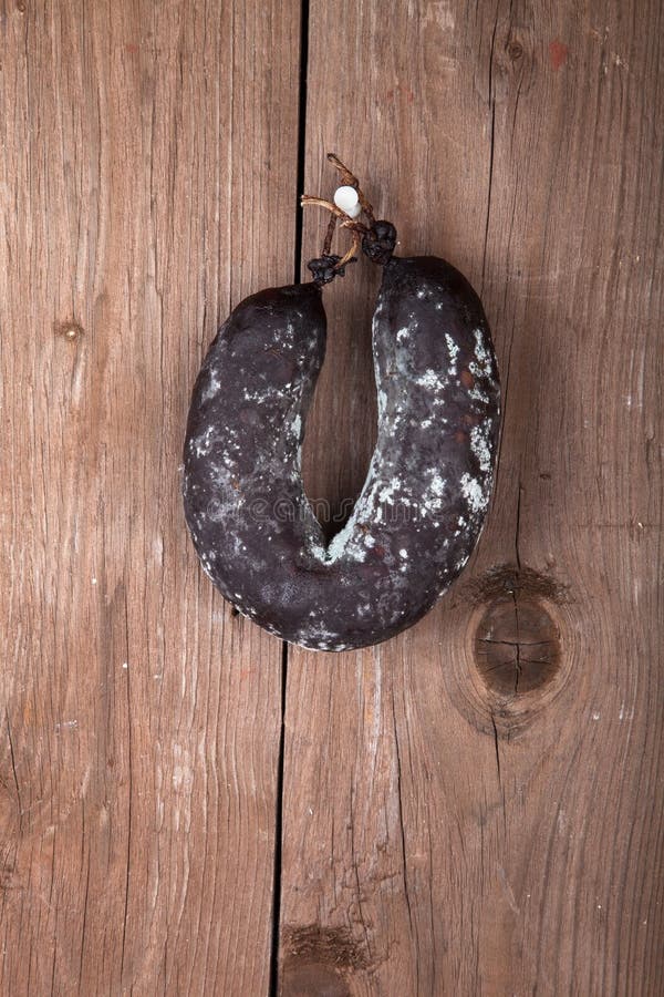 Moldy Salami Hanging on the Wall Stock Photo - Image of fatty ...