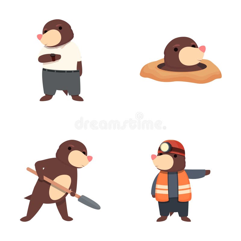 Mole Character Icons Set Cartoon Vector Cute Cartoon Mole Stock Illustration Illustration Of