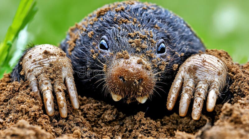 Mole Emerging from Underground Burrow on a Bright Background with Stock ...