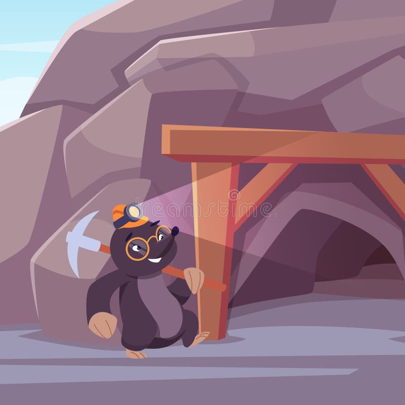 Mole. Happy Cartoon Animal Digger Going To Cave Stock Illustration ...