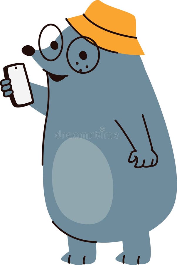 Mole with Hat Using Smartphone Stock Vector - Illustration of design ...