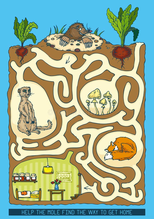 Mole Maze Game stock illustration. Illustration of crow - 88984959