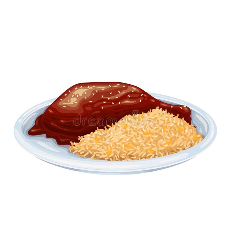 Mole poblano au riz illustration de vecteur. Illustration du dîner ...