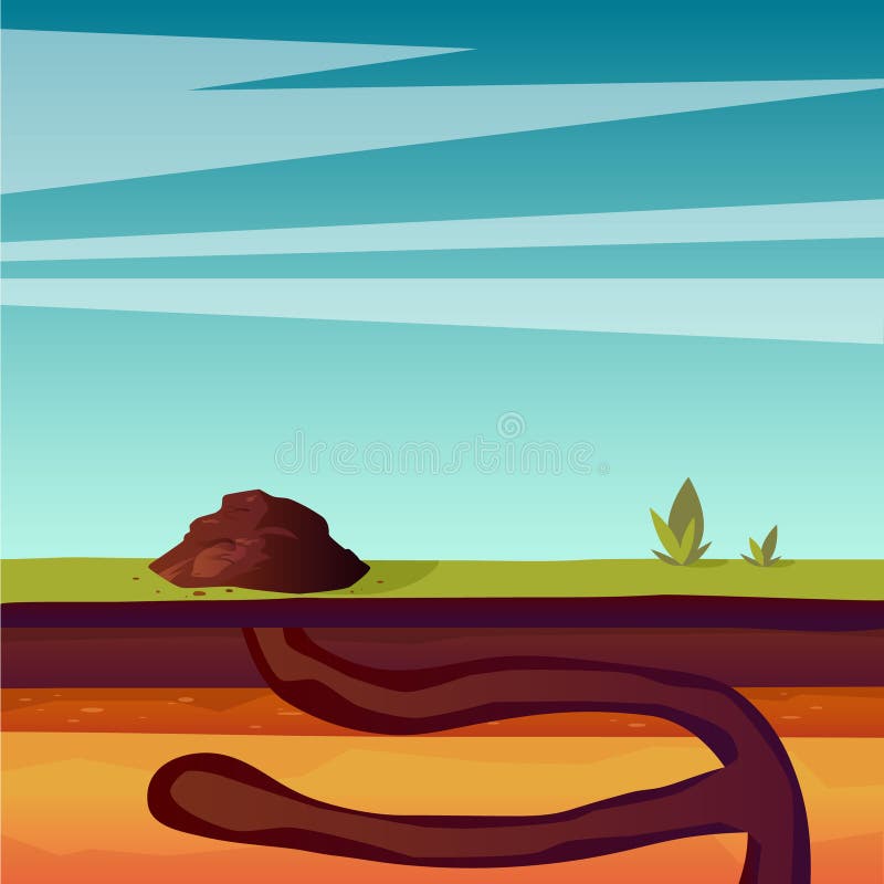 Mole Underground in a Hole, Cartoon Vector Stock Vector - Illustration ...