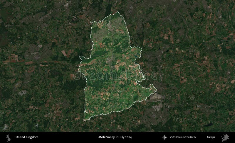 Mole Valley Highlighted, United Kingdom. Sentinel. July 2024 Stock ...