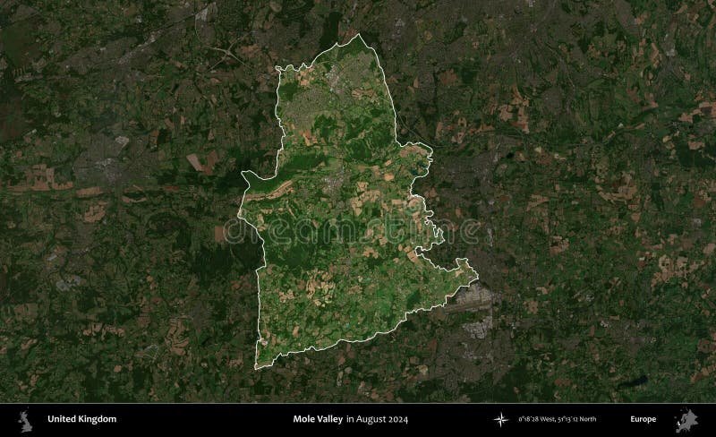 Mole Valley Highlighted, United Kingdom. Sentinel. August 2024 Stock ...