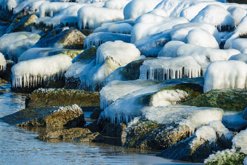 Mole in Winter Time in Warnemuende, Germany Stock Image - Image of ...