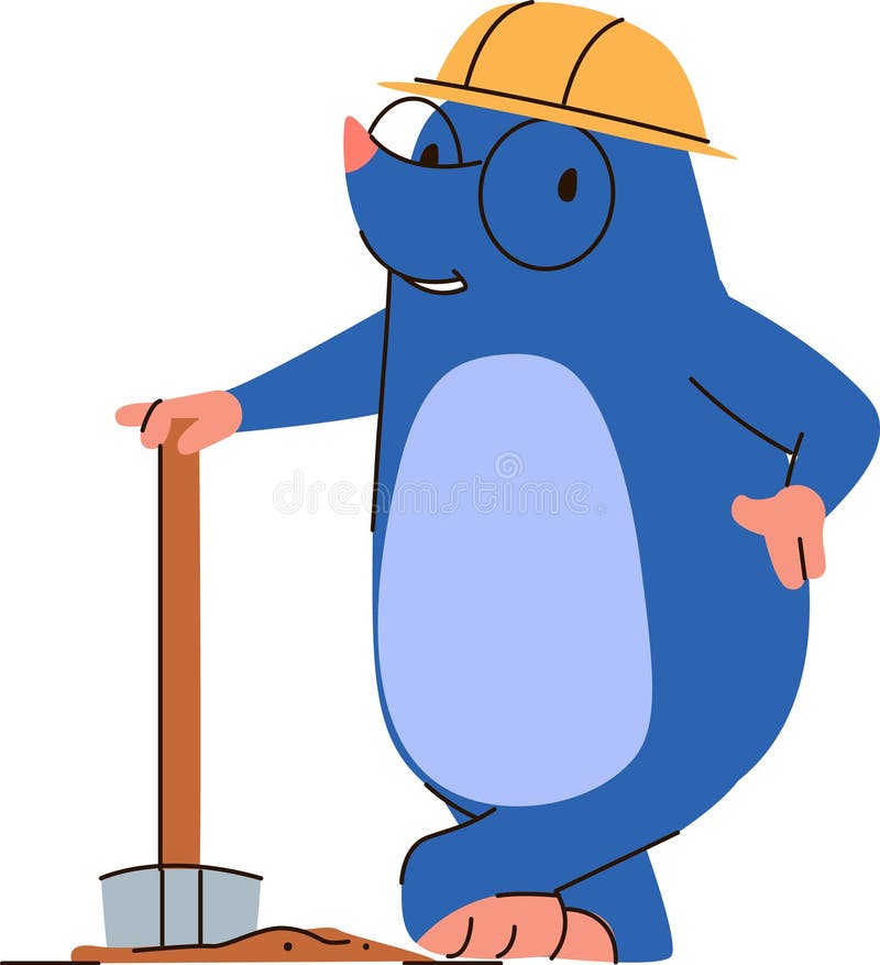 Mole Worker with Shovel stock vector. Illustration of earth - 381120042