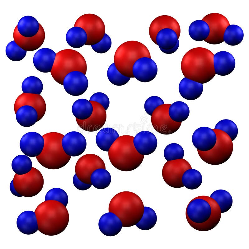 Struttura Della Molecola Di Acqua Con Le Sfere Rosse E Blu ...