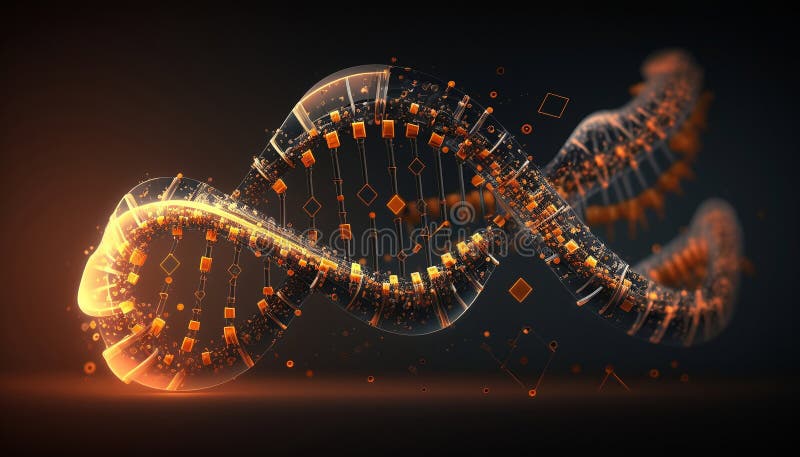 A Molecula Dna Structure on a Dark Background. Stock Illustration ...