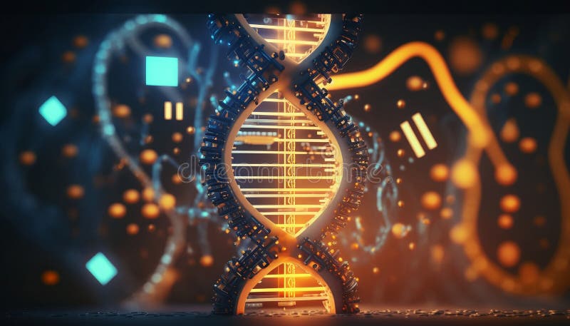 A Molecula Dna Structure on a Dark Background. Stock Illustration ...