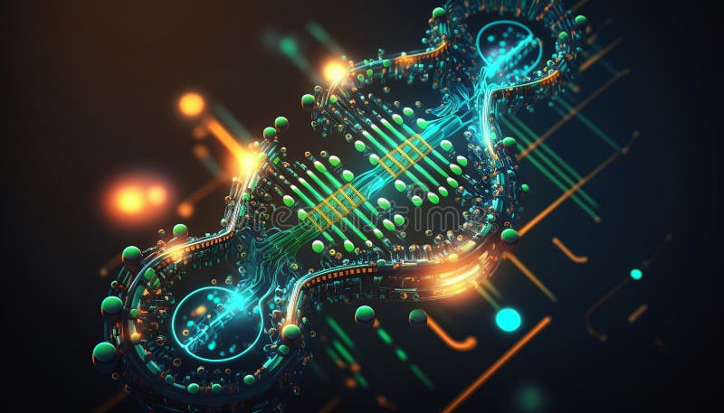 A Molecula Dna Structure on a Dark Background. Stock Illustration ...