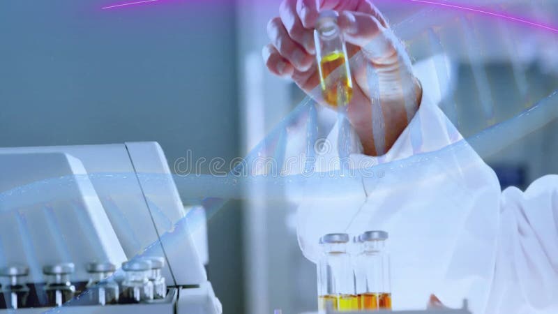 Molecular Biology Experiment Being Visualized in Flat Design with Glass ...