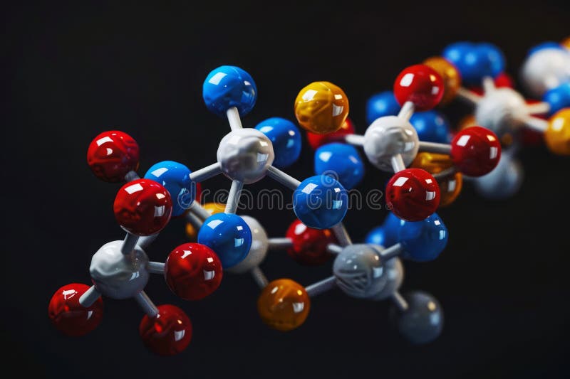 Molecular Bonding Model with Chemical Compounds on Dark Background ...