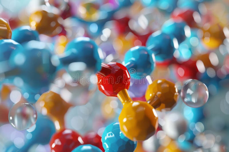 Molecular Bonding Model with Chemical Compounds on White Background ...