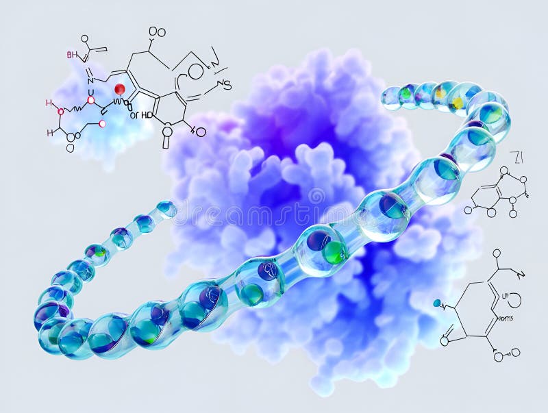 Molecular Chain Blue Protein Scientific Diagrams Molecule Stock ...