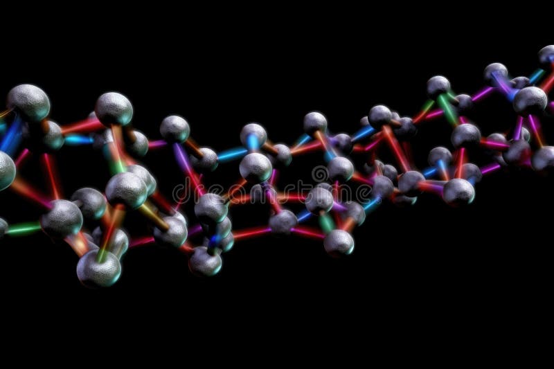 Molecular Chain, with Each Atom and Bond Visible in High-resolution ...