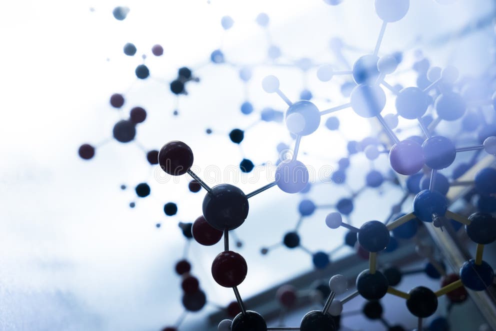 Molecular, DNA and Atom Model in Science Research Lab Stock Image ...