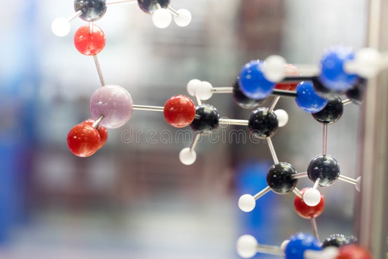 Molecular, DNA and Atom Model in Science Research Lab Stock Image ...