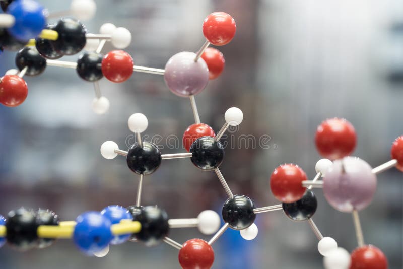 Molecular, DNA and Atom Model in Science Research Lab Stock Image ...