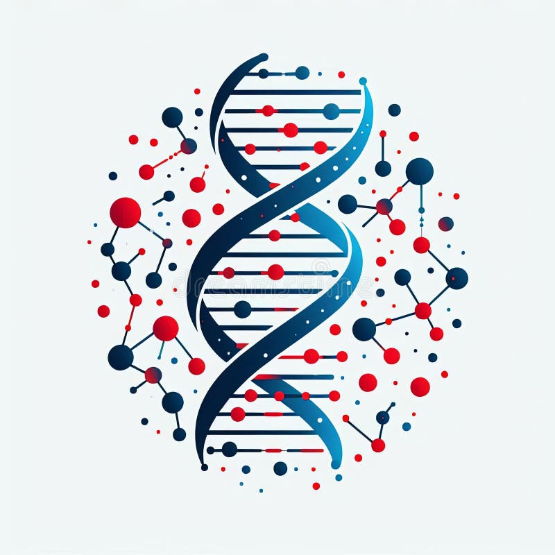 Molecular DNA Strand with Colorful Atoms Stock Illustration ...