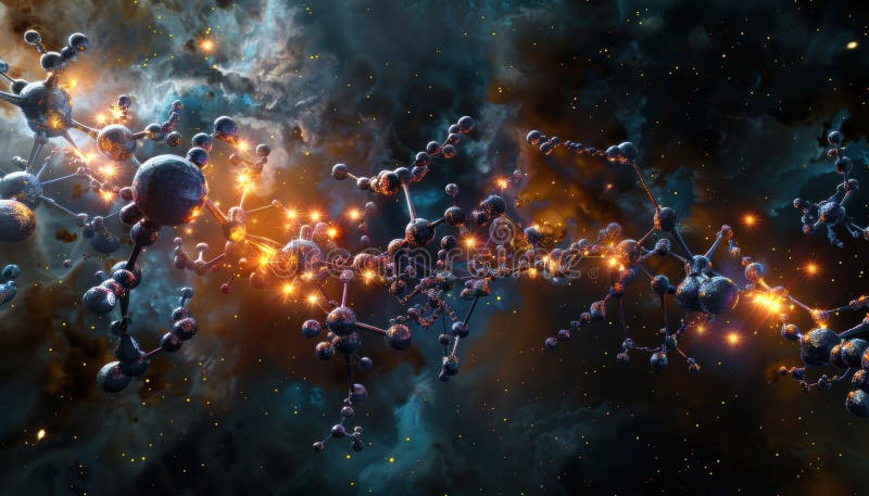 Molecular Formations Illuminated by Cosmic Light in Deep Space Stock ...