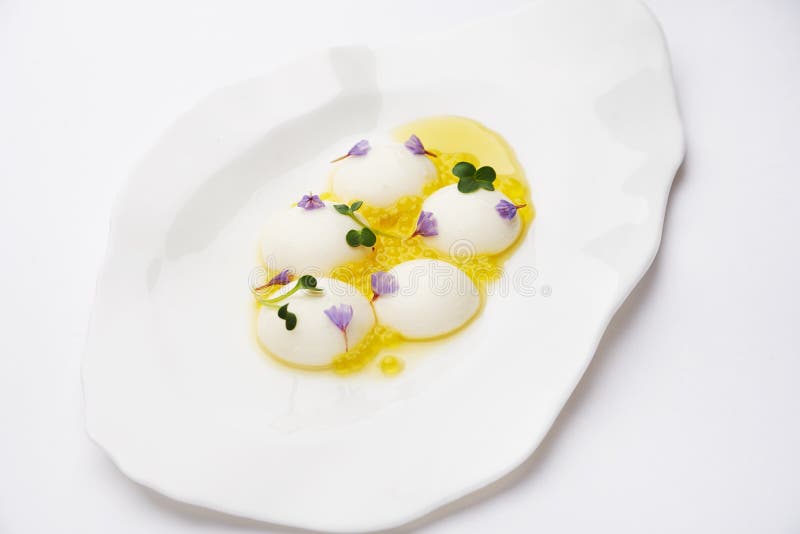 Molecular Gastronomy. Cheese Sphere Stock Image - Image of luxury ...