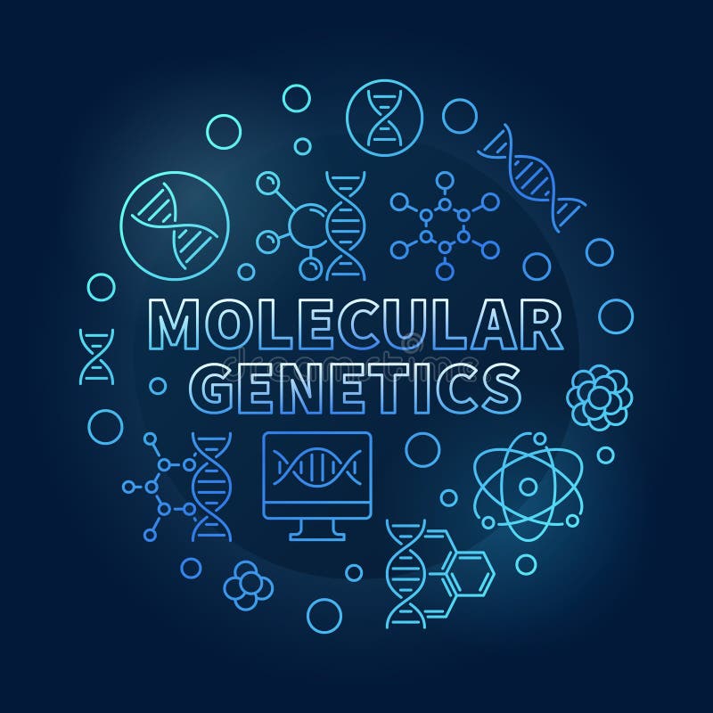 Molecular Genetics Vector Blue Circular Outline Illustration Stock ...