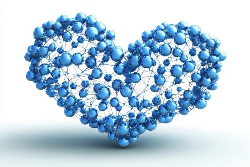 Molecular Heart Composed of Blue Spheres Symbolizing Scientific ...