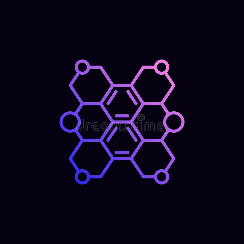 Molecular Hexagonal Structure Vector Abstract Linear Purple Icon Stock Vector - Illustration of ...