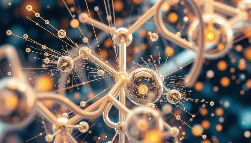 Molecular Interactions in 3D Space Stock Illustration - Illustration of ...