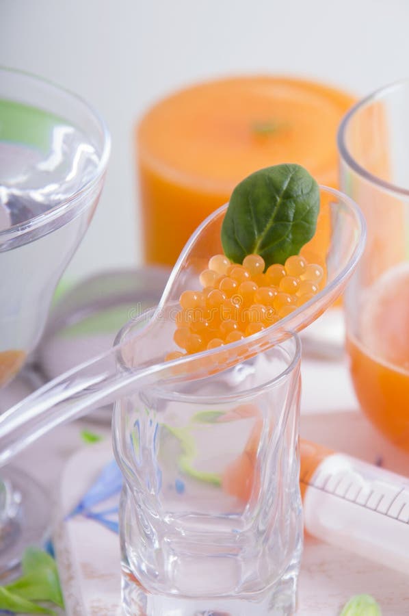 Molecular Mango-carrot Caviar Cooking Stock Photo - Image of nourish ...